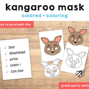 Kangaroo Mask Kangaroo Costume Australian Animal Mask Kangaroo Party ...