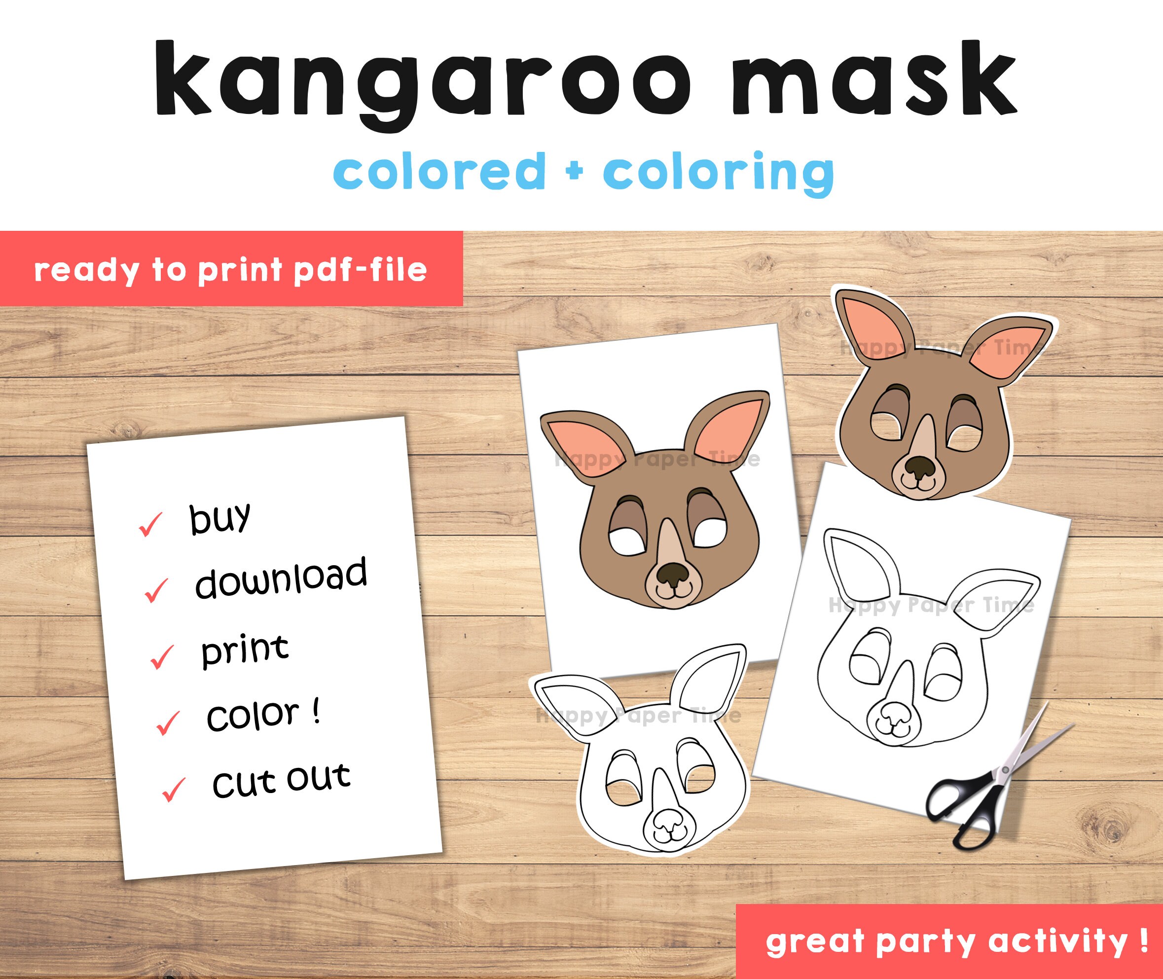 Kangaroo Mask Kangaroo Costume Australian Animal Mask Kangaroo - Etsy