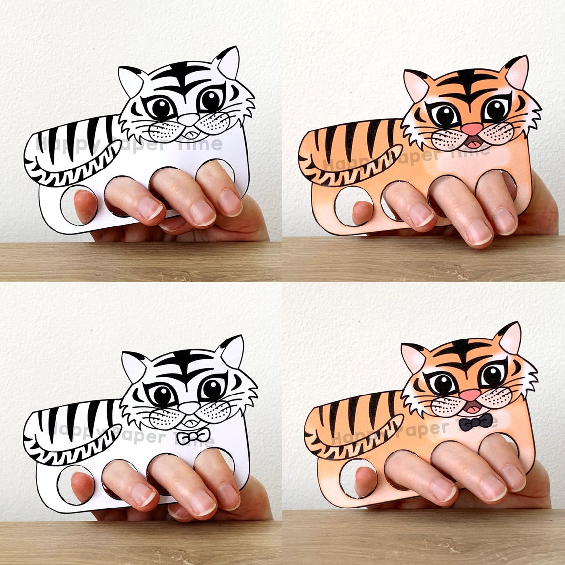 Tiger Paper Craft Printable Finger Puppet Kids Craft Animal Birthday ...