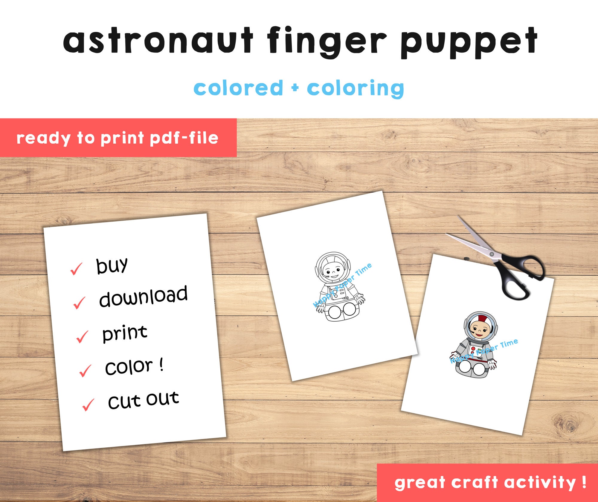 Astronaut Finger Puppet Template