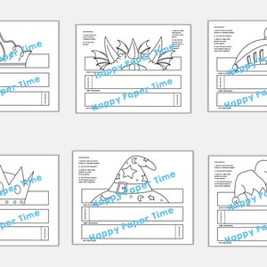 Medieval Fantasy Paper Crown Coloring Headband Knight Dragon Princess ...