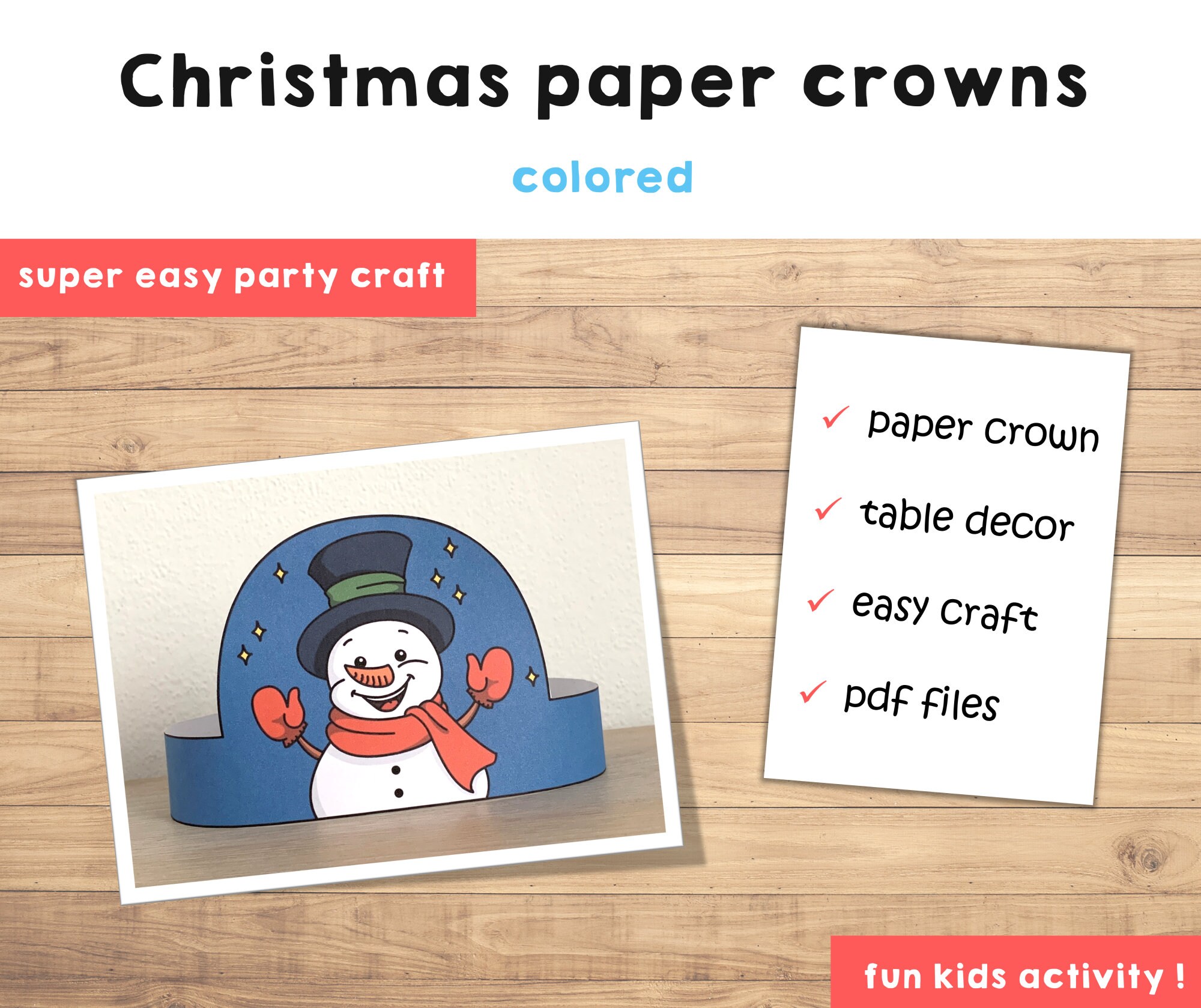 Christmas Paper Crowns Activity Printable Kids Craft Hats Winter ...