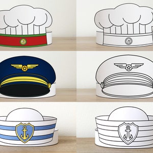 Community Helpers Paper Crowns Astronaut Pilot Chef Sailor Soldier ...