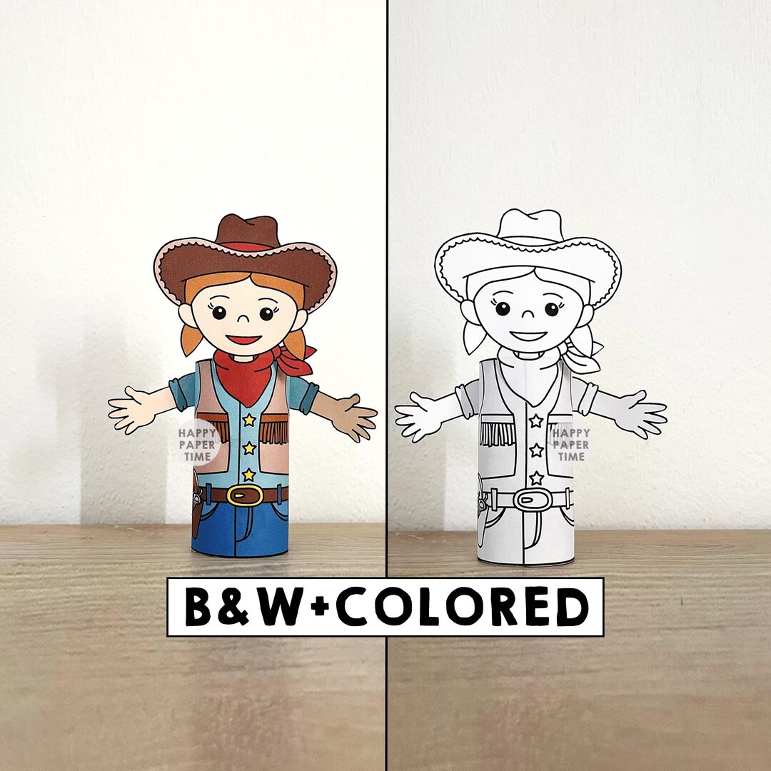 Cowgirl Toilet Paper Roll Craft Wild West Party Coloring Printable ...