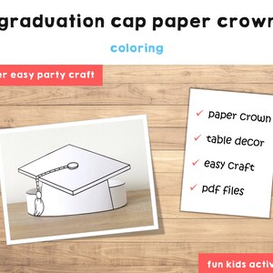 Graduation Cap Paper Crown Party Coloring Printable Kids Craft ...