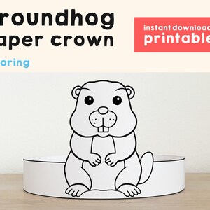 Groundhog Day Paper Crown Party Coloring Printable Kids Craft - Etsy