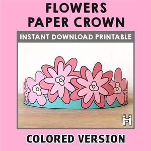 Flower Paper Crown Party Coloring Printable Kids Craft Spring Fairy ...