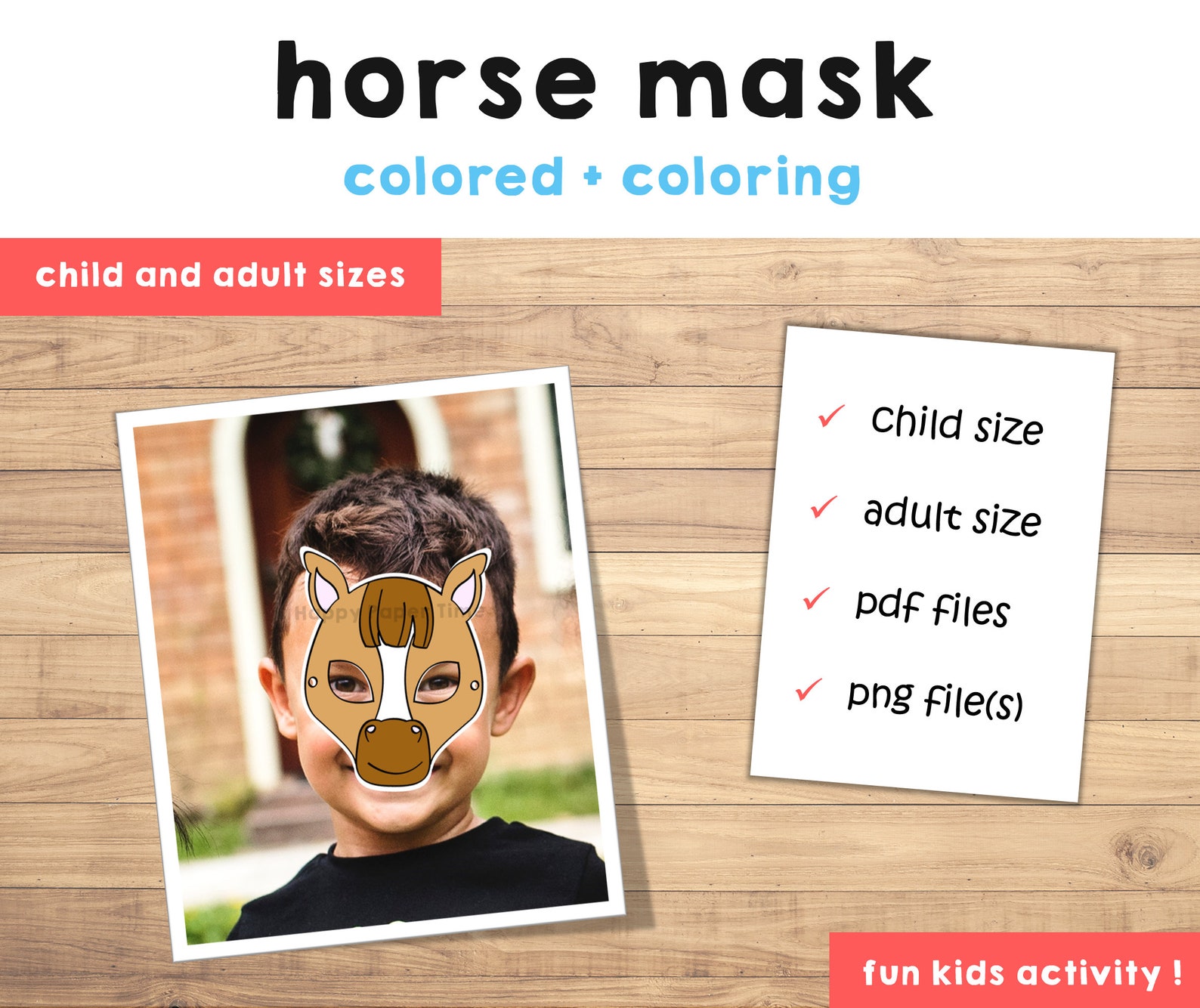 Horse Mask Animal Mask Party Favor Pony Mask Pony Printable - Etsy