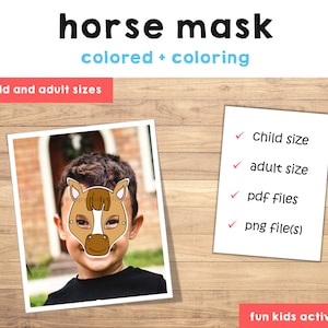 Horse Mask Animal Mask Party Favor Pony Mask Pony Printable Horse Mask ...