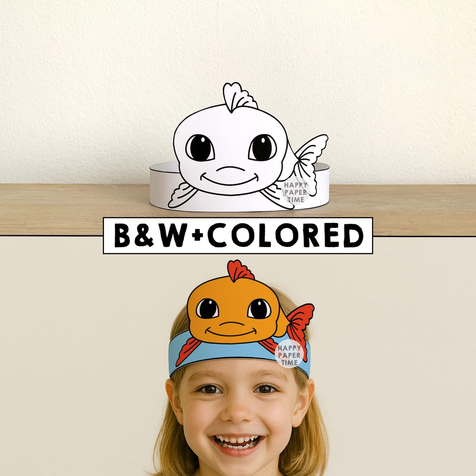 Goldfish Paper Crown Headband Pet Animal Printable Kids Craft Fish ...