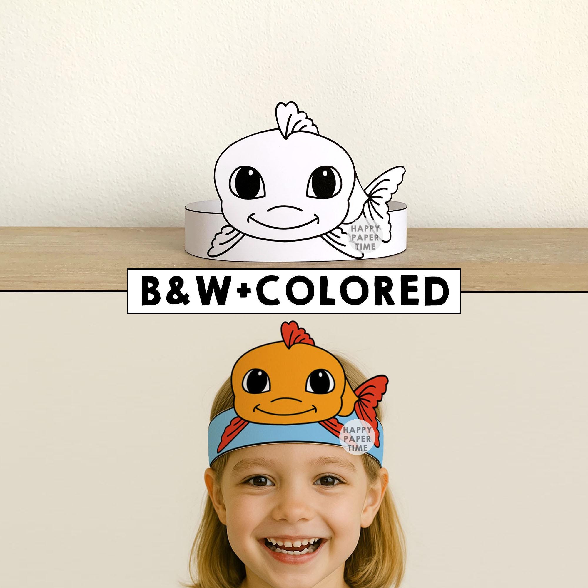Goldfish Paper Crown Headband Pet Animal Printable Kids Craft Fish ...
