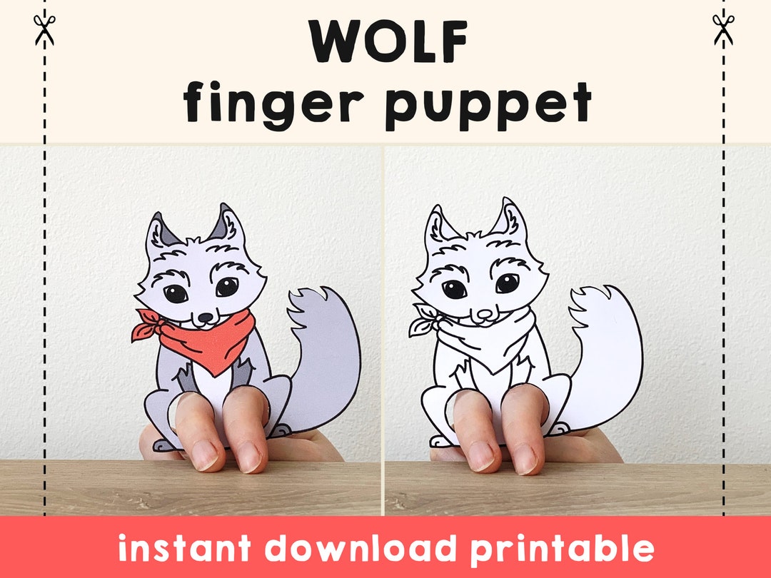 Wolf Paper Craft Printable Woodland Animal Finger Puppet Kids Craft ...