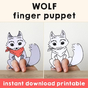 Wolf Paper Craft Printable Woodland Animal Finger Puppet Kids Craft ...