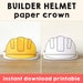 Construction Worker Builder Helmet Paper Crown Party Coloring - Etsy