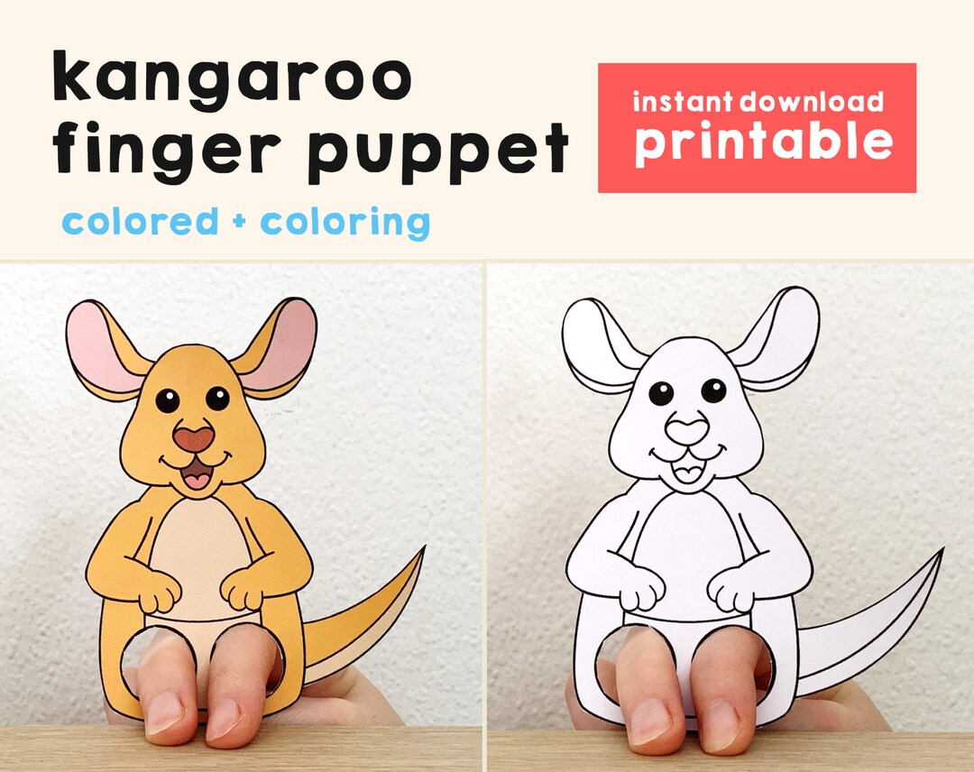 Kangaroo Paper Craft Printable Australian Animal Finger Puppet - Etsy