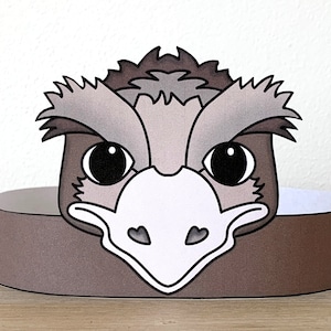 Emu Paper Crown Party Coloring Printable Kids Craft Australia Safari ...
