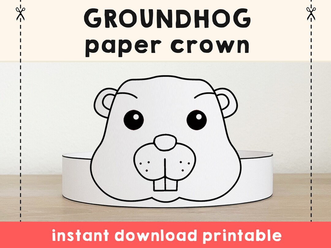 Groundhog Day Paper Crown Party Coloring Printable Kids Craft Spring ...