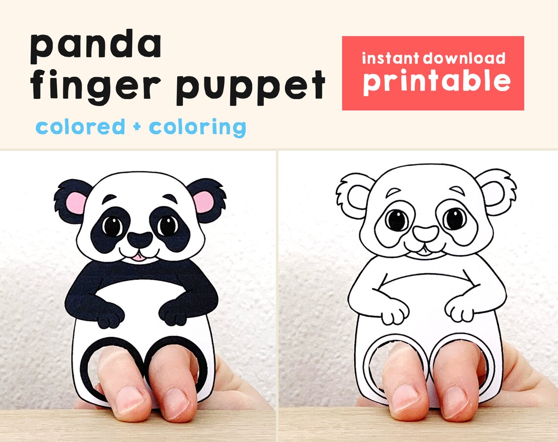 Panda Paper Craft Printable Asian Animal Finger Puppet Kids - Etsy