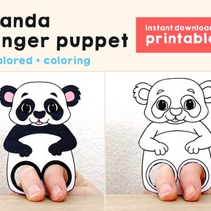 Panda Paper Craft Printable Asian Animal Finger Puppet Kids - Etsy
