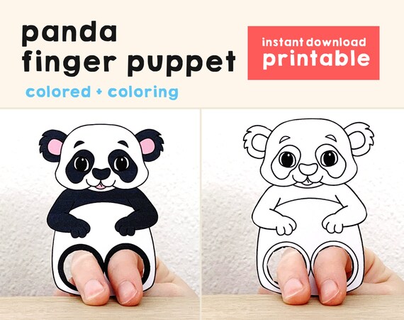 Panda Paper Craft Printable Asian Animal Finger Puppet Kids | Etsy