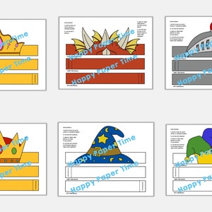 Medieval Fantasy Paper Crown Headband Knight Dragon Princess Party ...