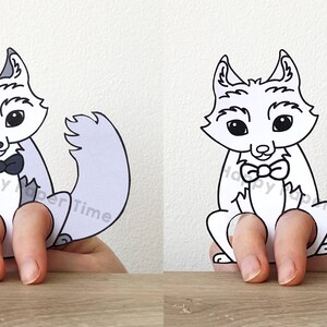 Wolf Paper Craft Printable Woodland Animal Finger Puppet Kids Craft ...