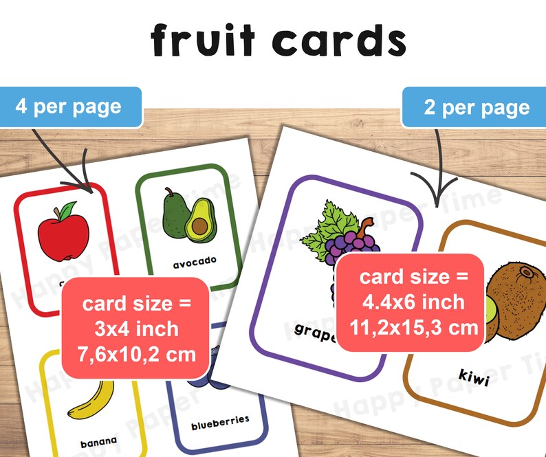 Fruits Flash Cards Printable Montessori Materials Preschool | Etsy