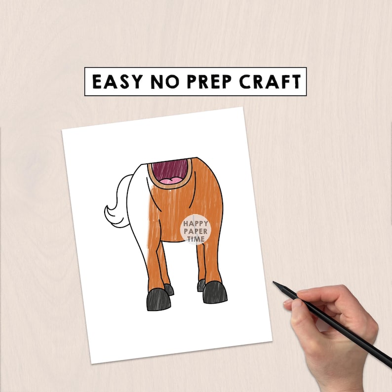 Horse Paper Bag Puppet Pony Printable Farm Animal Craft Activity Cut ...