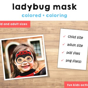 Ladybug Mask Costume Animal Mask Printable Party Favor Insect Halloween ...