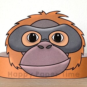 Orangutan Paper Crown Party Coloring Printable Kids Craft Jungle ...