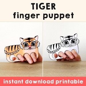 Tiger Paper Craft Printable Jungle Animal Finger Puppet Kids Craft Bear ...