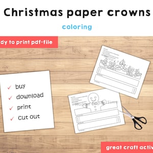 Christmas Paper Crowns Coloring Activity Printable Kids Craft Hats ...