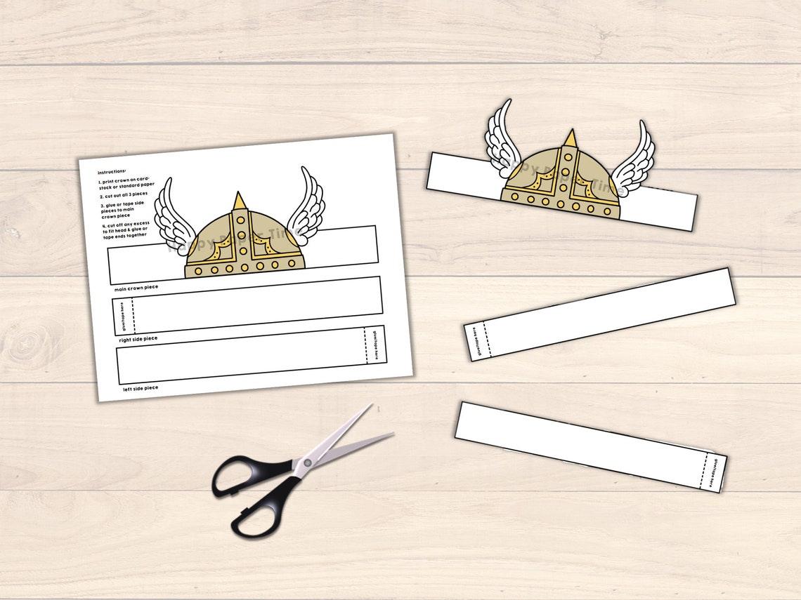 Viking Paper Crown Activity Printable Kids Craft Helmet - Etsy