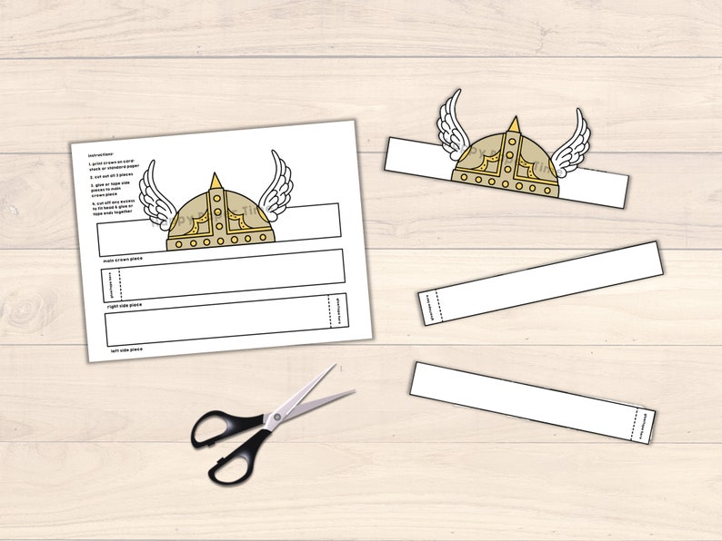 Viking Paper Crown Activity Printable Kids Craft Helmet - Etsy