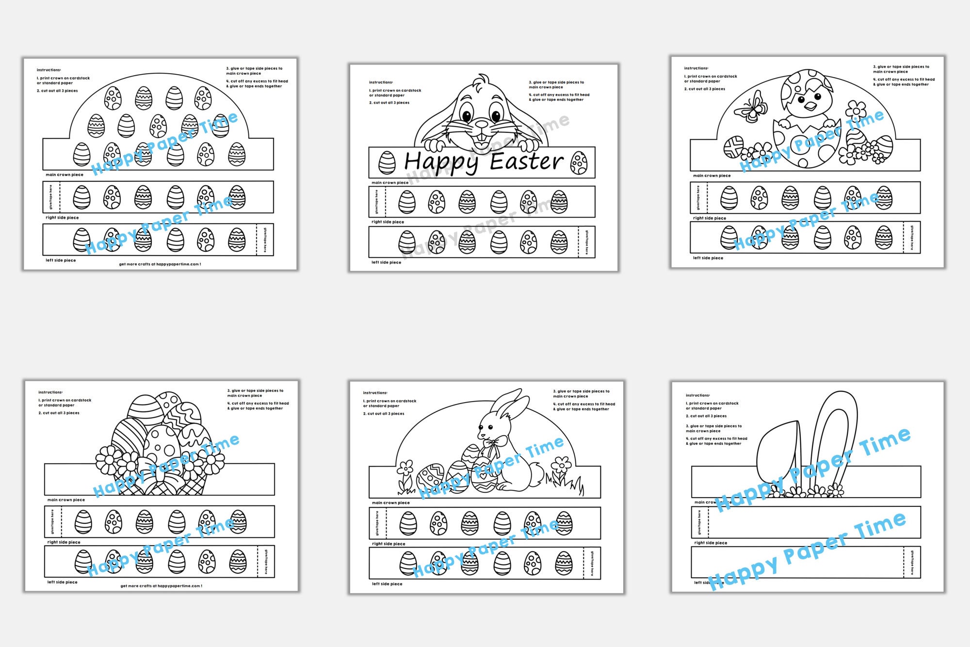 Easter Paper Crown Coloring Headband Easter Spring Cut Out - Etsy