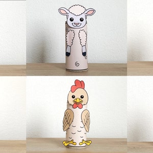 Farm Animals Toilet Paper Roll Craft Party Coloring Printable ...