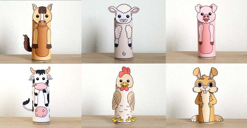 Farm Animals Toilet Paper Roll Craft Party Coloring Printable - Etsy