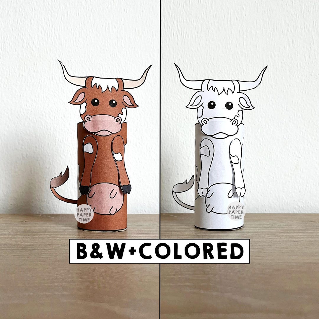 Longhorn Cow Toilet Paper Roll Craft Wild West Party Coloring Printable ...