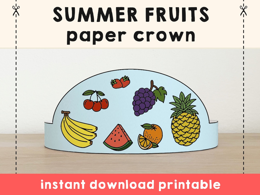 Fruits Summer Paper Crowns Spring Printable Kids Craft Birthday Party ...