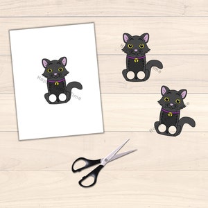 Black Cat Paper Craft Printable Halloween Spooky Day Finger Puppet Kids ...