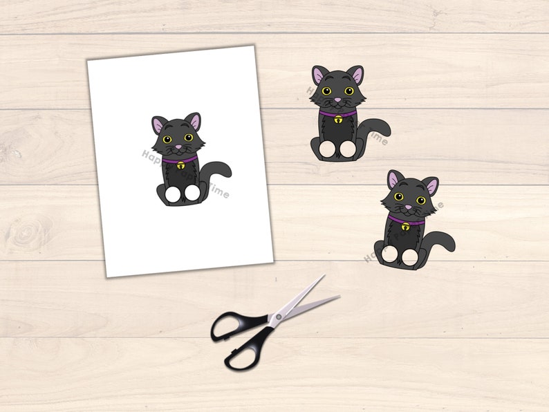 Black Cat Paper Craft Printable Halloween Spooky Day Finger | Etsy