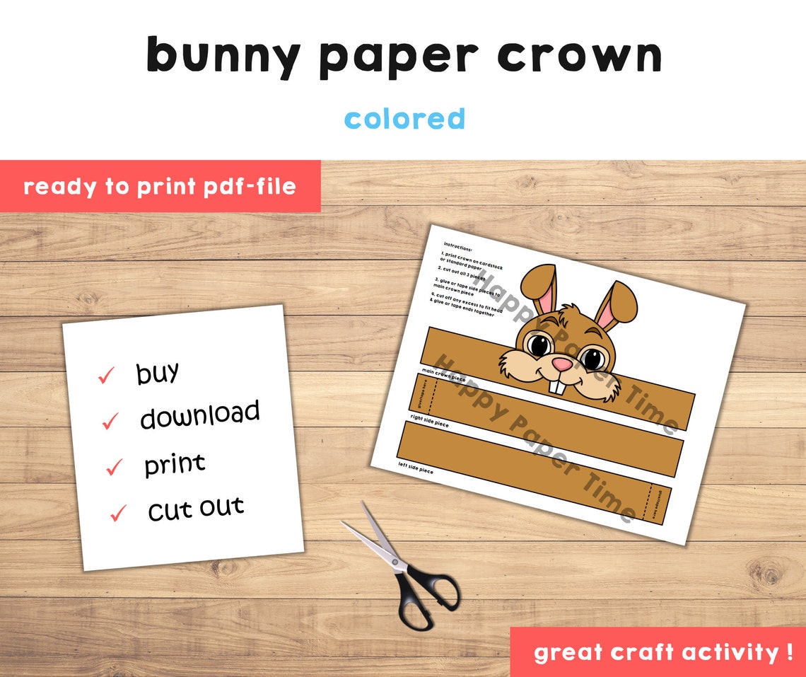 Bunny Paper Crown Headband Pet Animal Printable Kids Craft - Etsy