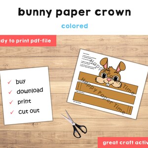 Bunny Paper Crown Headband Pet Animal Printable Kids Craft Rabbit Party ...