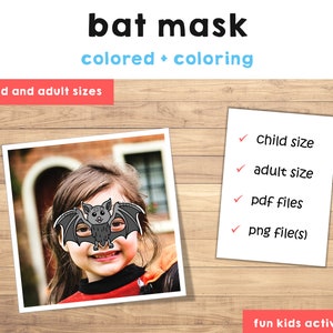 Bat Mask Halloween Costume Animal Mask Printable Party Favor Halloween ...