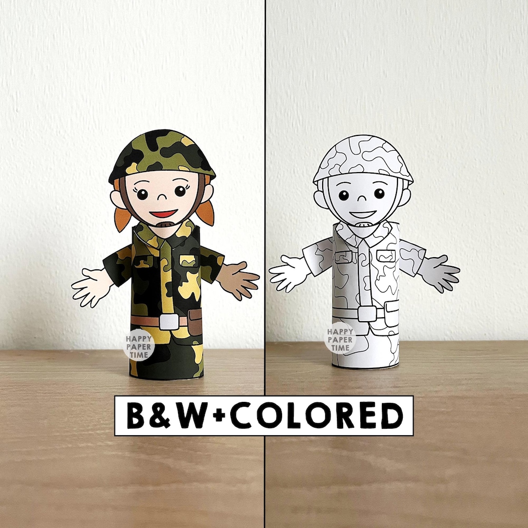 Soldier Toilet Paper Roll Craft Party Coloring Printable Decoration ...