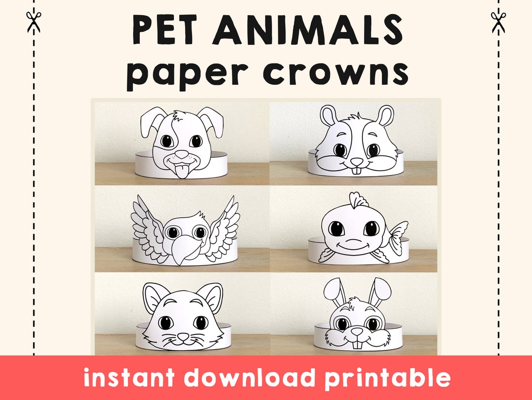 Pets Animals Paper Crowns Dog Cat Hamster Parrot Goldfish Bunny ...