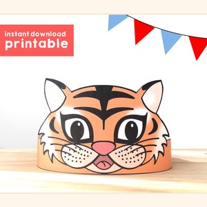 Tiger Paper Crown Party Printable Kids Craft Tiger Birthday | Etsy