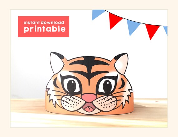 Tiger Paper Crown Party Printable Kids Craft Tiger Birthday | Etsy