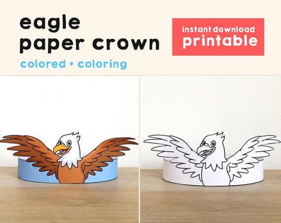 Eagle Paper Crown Party Activity Printable Kids Coloring Craft - Etsy