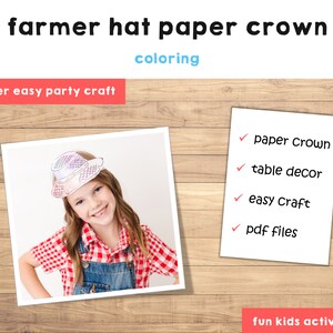 Farmer Straw Hat Gardener Paper Crown Party Coloring Printable Kids ...